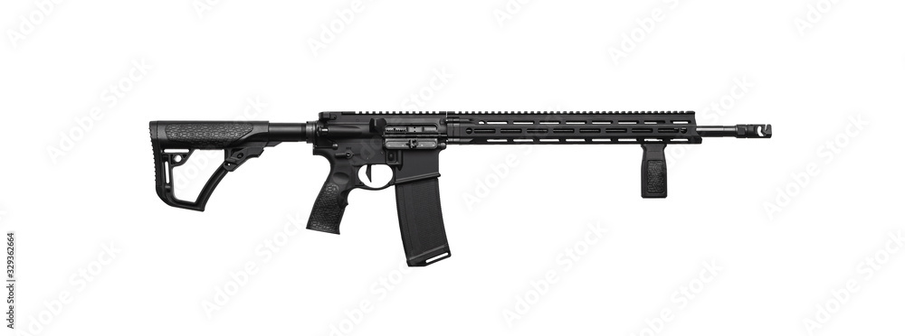 Foto de Stock Modern automatic carbine isolate on a white back. Weapons ...