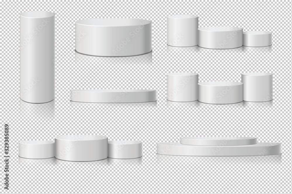 White Blank Cylinder template set with shadow reflection on ...
