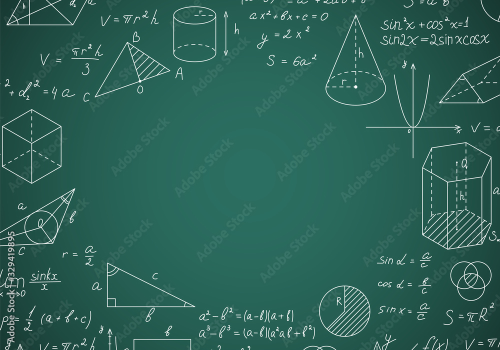 Blackboard Mathematical With Thin Line Shapes Round Design Template Vector Stock Vector Adobe