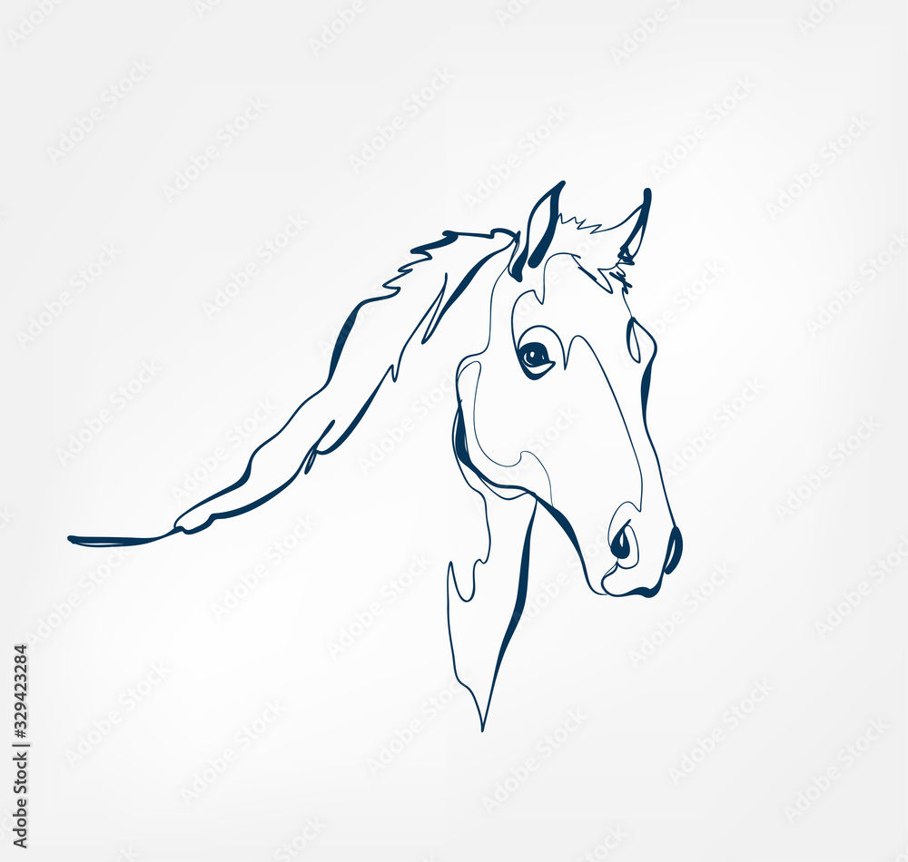 horse vector animal wild one line design Stock Vector | Adobe Stock