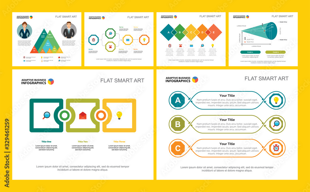 Colorful management or consulting concept infographic charts set ...