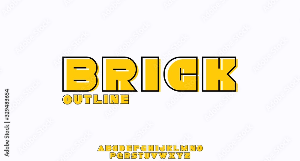 BRICK, GEOMETRIC SHAPE FONT VECTOR TYPEFACE ALPHABET TYPESET Stock ...