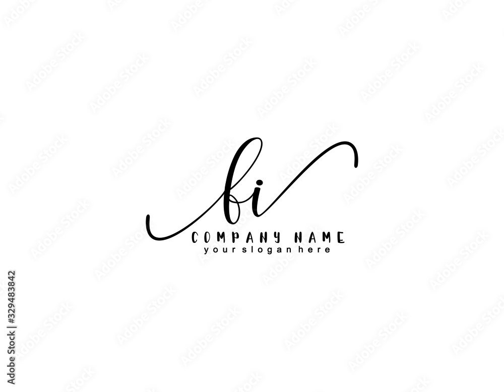 Letter FI handwrititing logo with a beautiful template Stock Vector ...