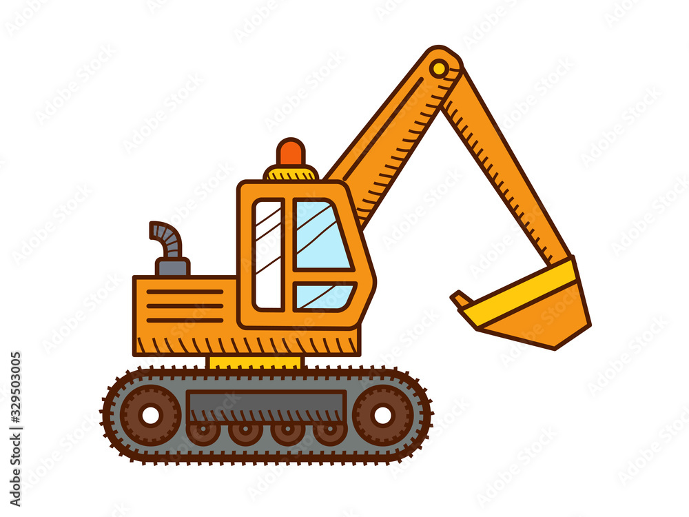 Excavator Dozer Digger Tractor isolated on white background Stock ...