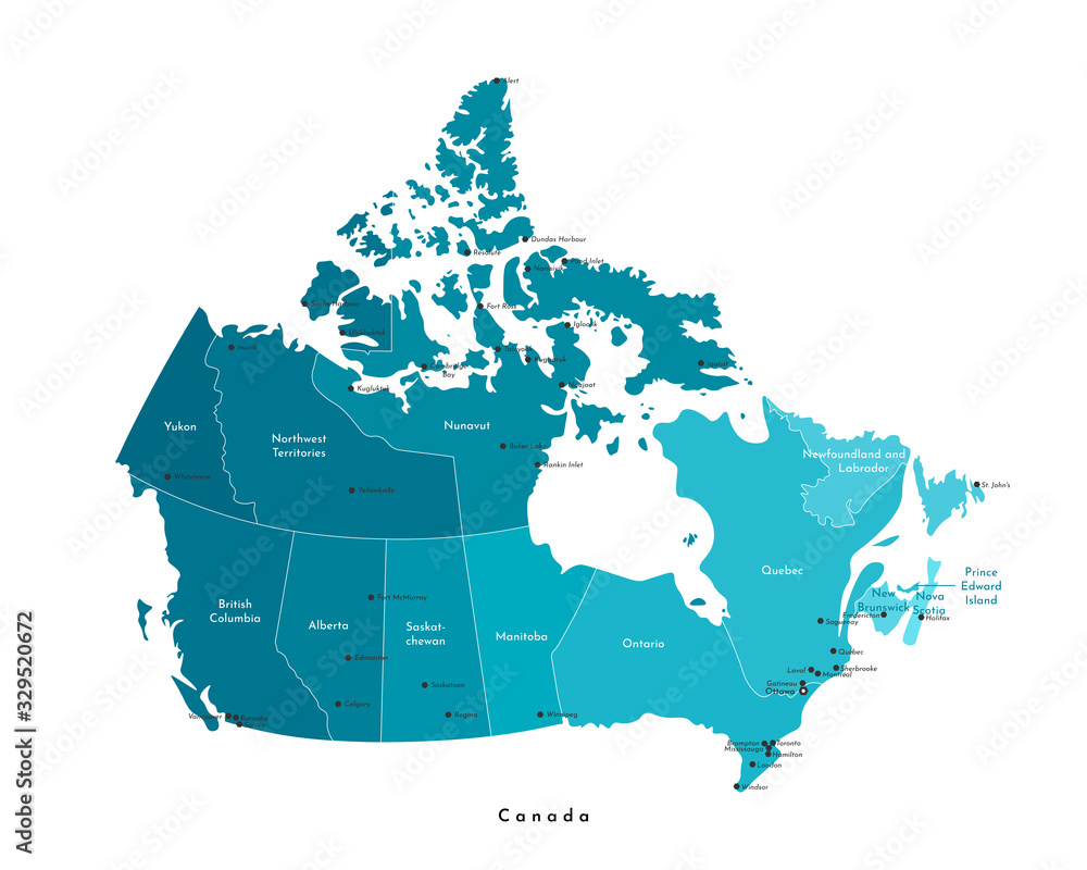 Vector modern illustration. Simplified isolated administrative map of ...