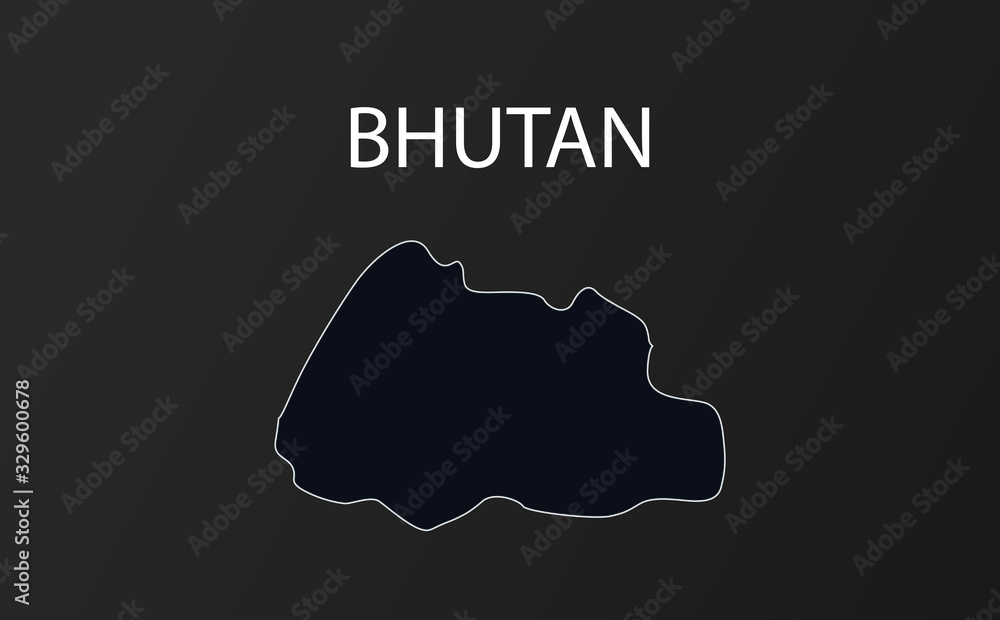 High detailed map of Bhutan. Vector illustration. Stock Vector | Adobe ...