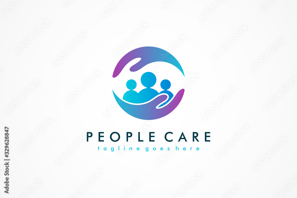 Abstract People Care Logo. Human Icon with Circular Two Hands Symbol ...