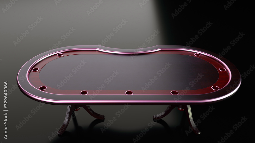 Red Wooden Poker Table Concept - 3D Illustration Stock Illustration ...
