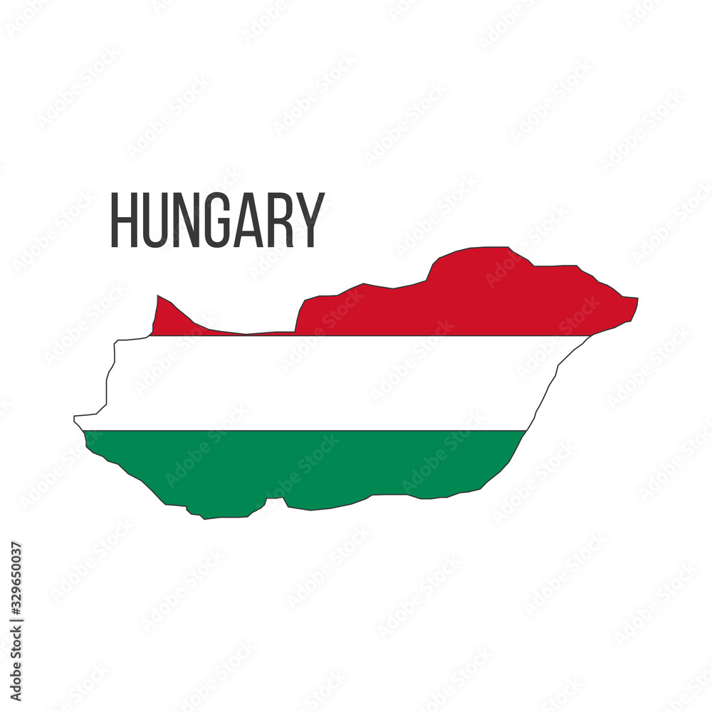 Hungary flag map. The flag of the country in the form of borders. Stock ...