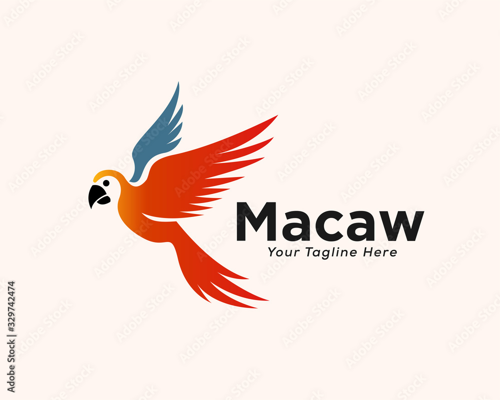 Flying parrots art logo design inspiration Stock Vector | Adobe Stock
