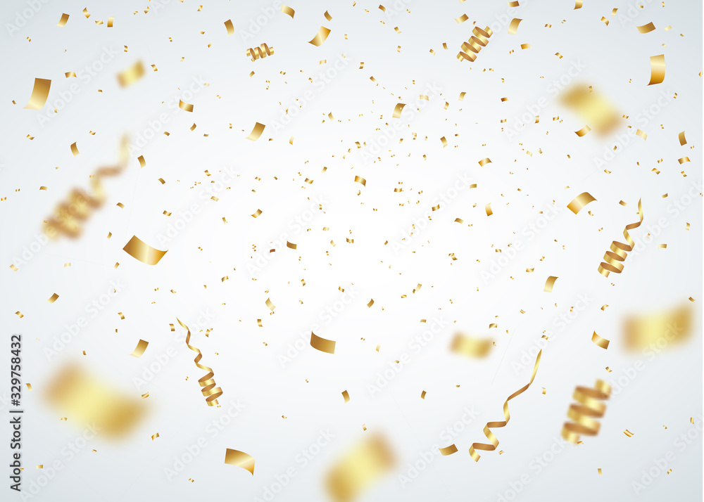 Confetti Overlays. Gold Confetti Party Celebration Background With ...