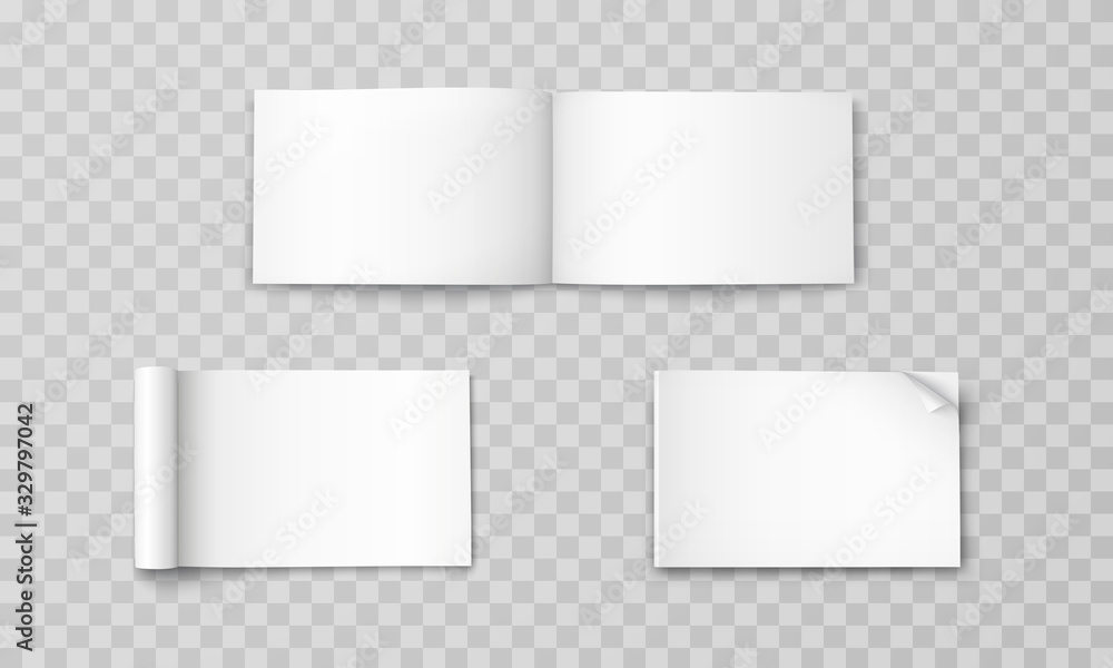 Magazine set template isolated on transparent background. Vector open ...