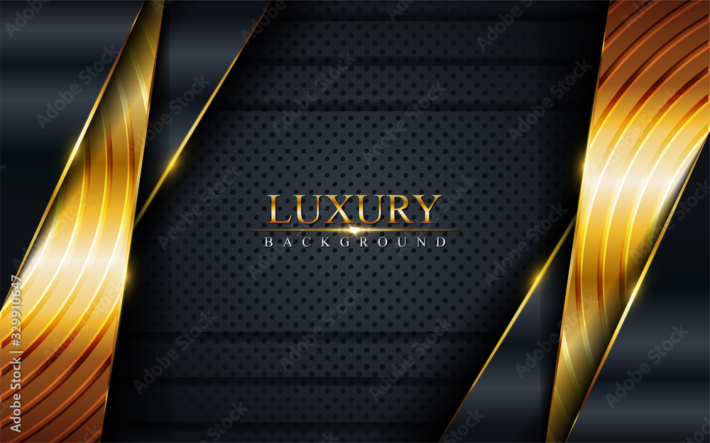 Luxurious dark background with golden lines. Modern vector illustration ...