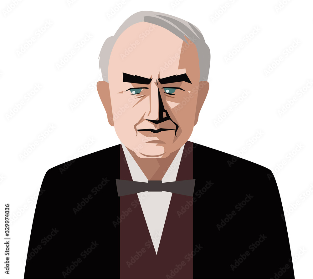 edison american inventor face portrait Stock Vector | Adobe Stock