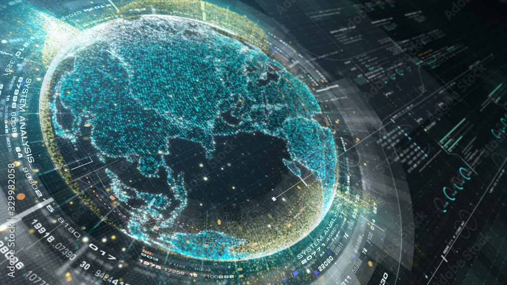 Futuristic motion graphic user interface head up display screen with ...