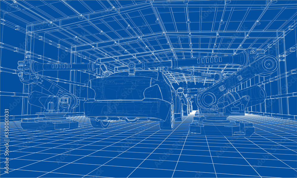 Assembly of motor vehicle. Vector Stock Vector | Adobe Stock