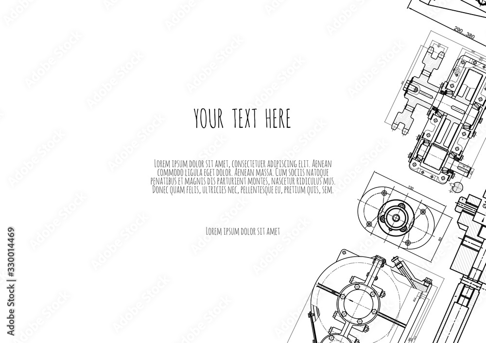 Engineering backgrounds. Mechanical engineering drawings. Cover. Banner ...