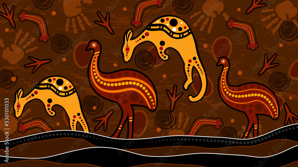 Animal aboriginal art vector painting Stock Vector | Adobe Stock