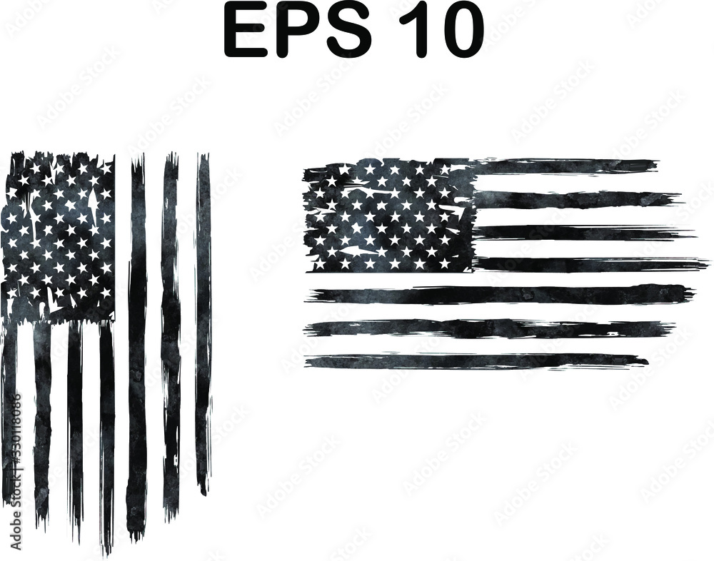 เวกเตอร์ Stock USA Flag, watercolor flag - Distressed american flag ...