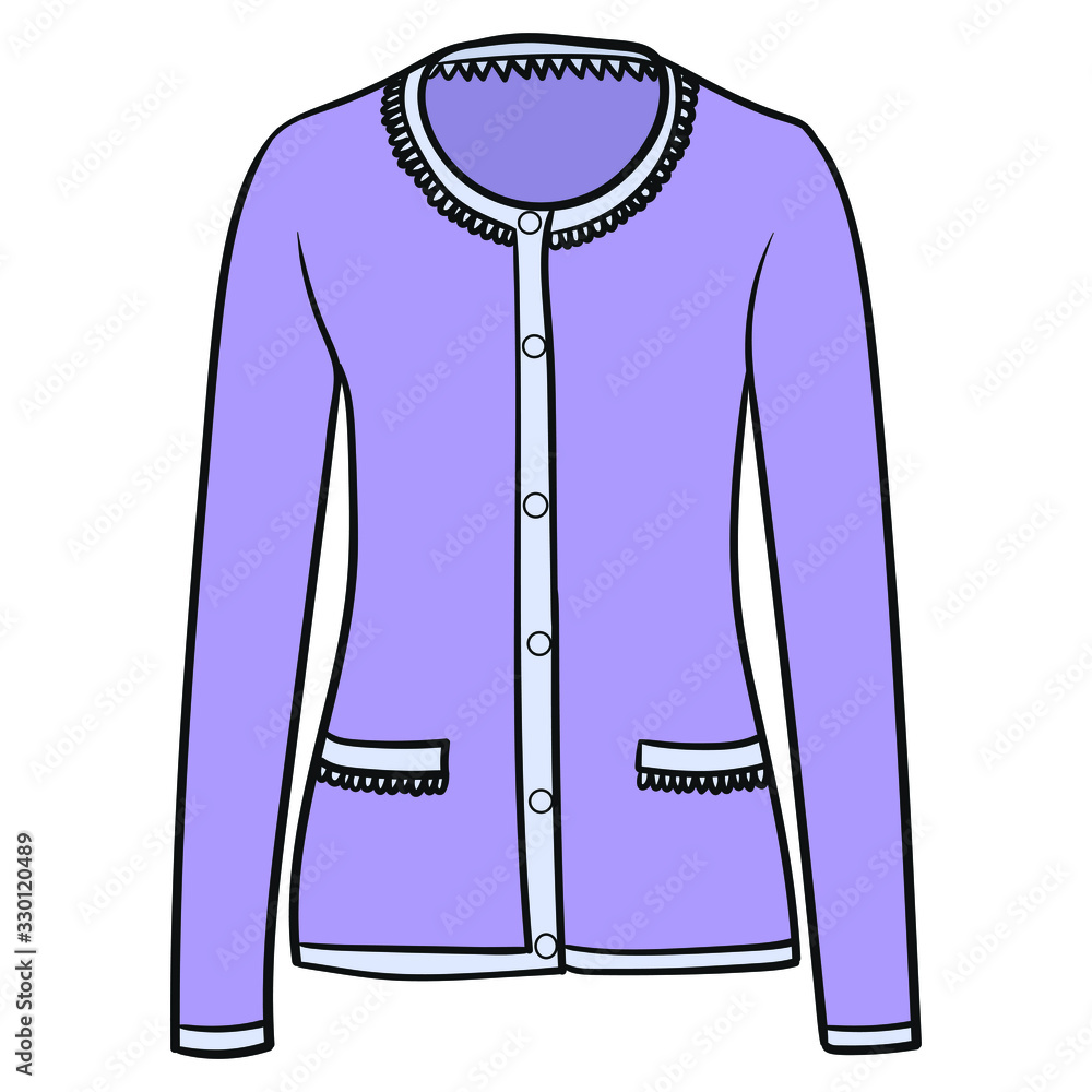 purple ladies jacket for older women. Grandma, vector, cartoon. Stock ...