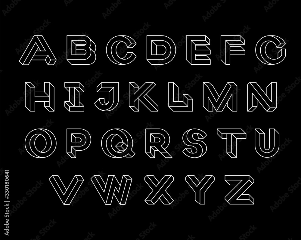 Impossible shape font. Set of vector geometry letters. Geometric font ...