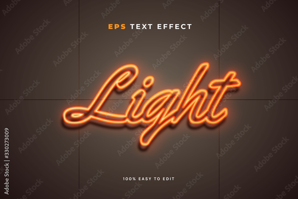 Neon light wall sign text effect Stock Vector | Adobe Stock