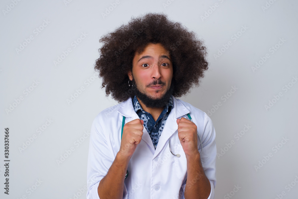 Human face expressions and emotions. Portrait of young doctor man ...