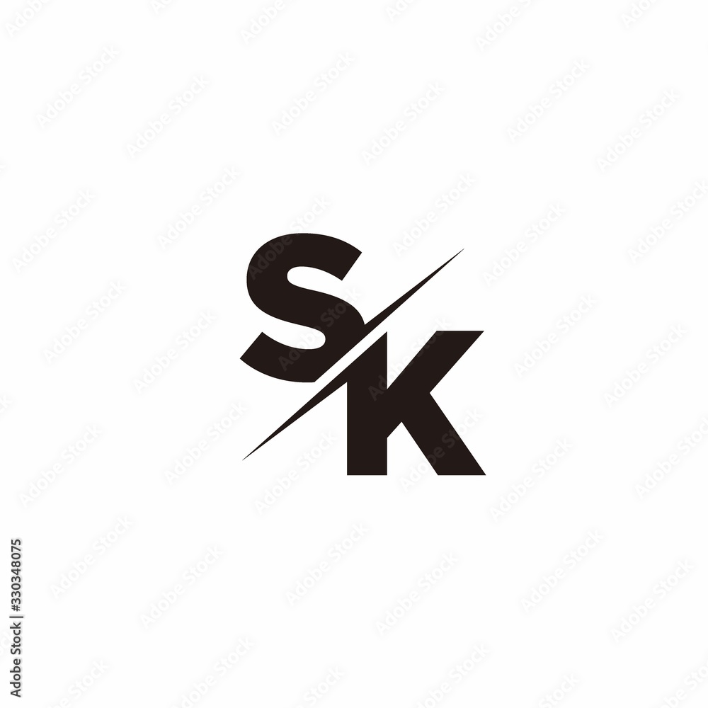 Logo Monogram Slash concept with Modern designs template letter SK ...