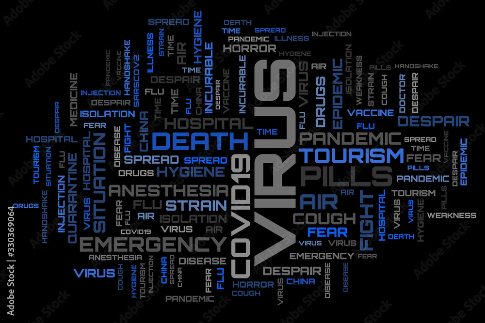 COVID-19 virus word cloud concept illustration Stock Illustration ...