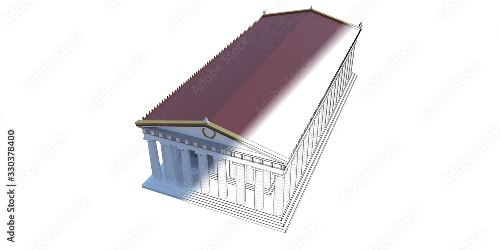 Parthenon, ancient greek temple, visualization, 3D illustration Stock Illustration | Adobe Stock
