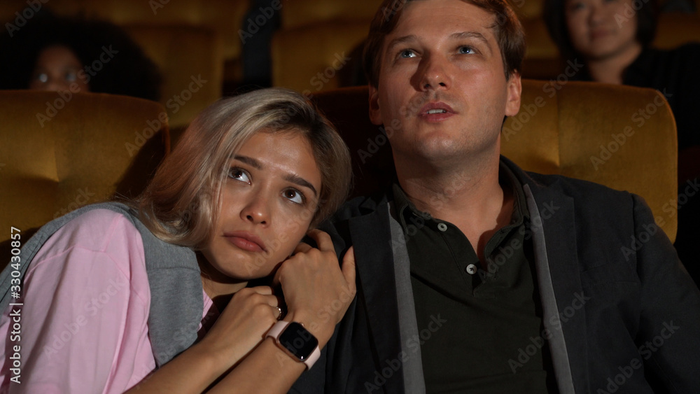 People audience watching movie in the movie theater cinema. Group ...
