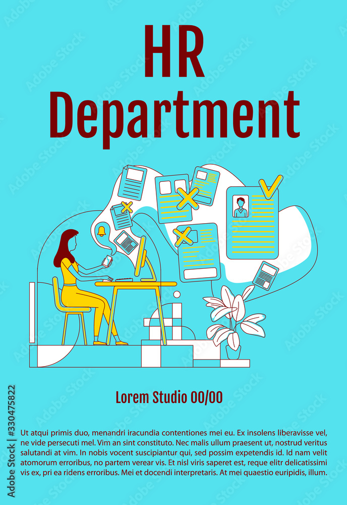 HR department poster flat silhouette vector template. Human resources ...