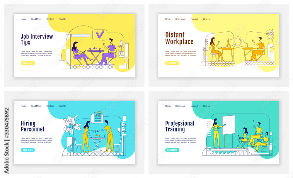 Headhunting landing page flat silhouette vector template. Employment ...