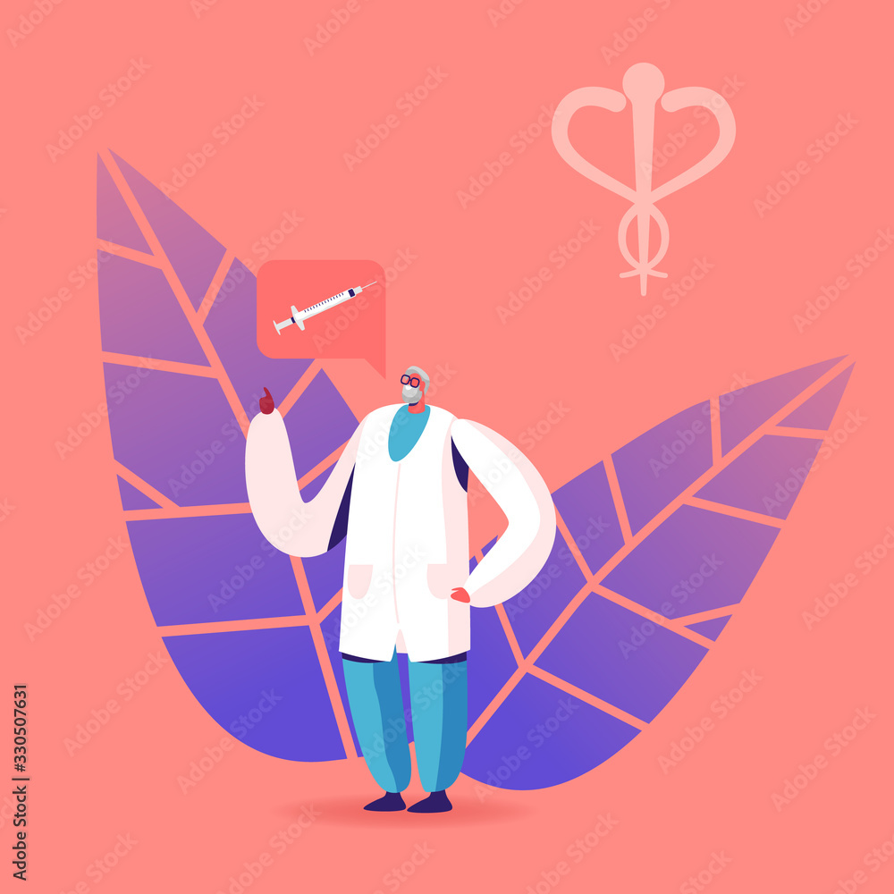 Senior Doctor Character Give Professional Advice to Make Vaccination ...