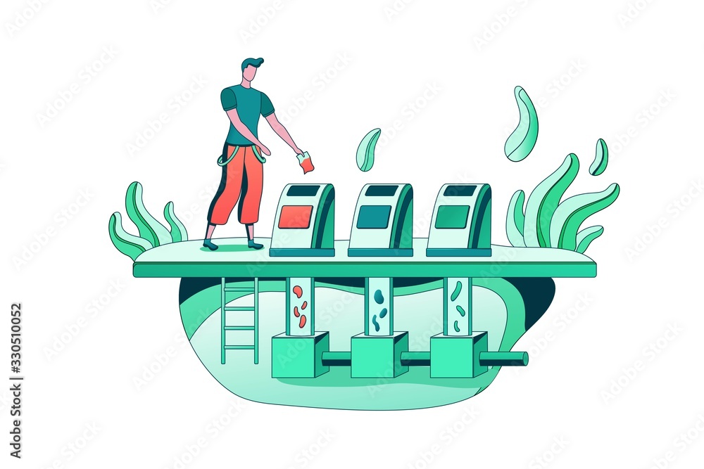 Vector de Stock Automated vacuum garbage collection concept, pneumatic ...