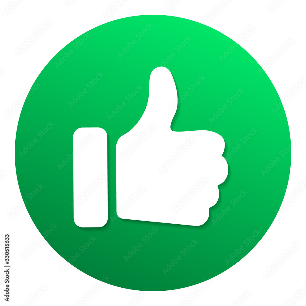 Green recommended label with thumb up. Web button for online shop ...