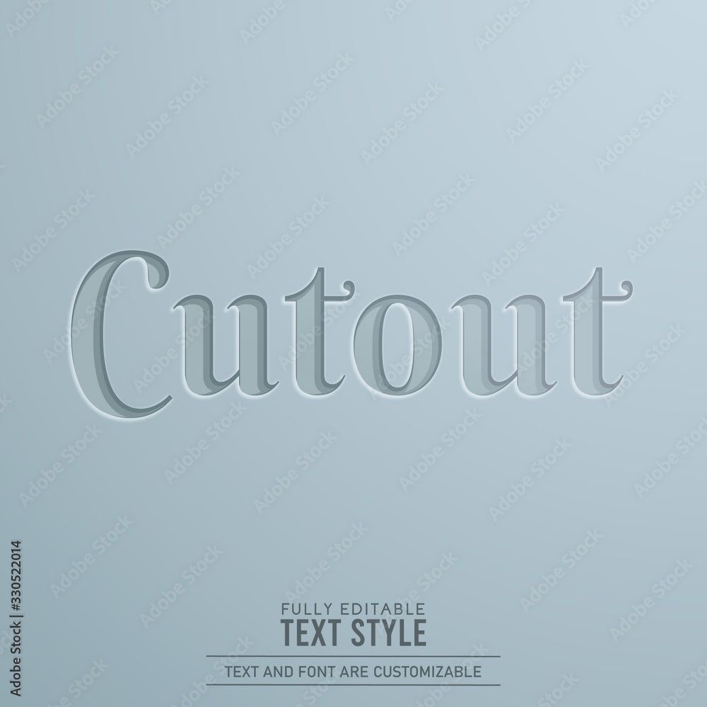 Cutout paper 3D editable text effect Stock Vector | Adobe Stock