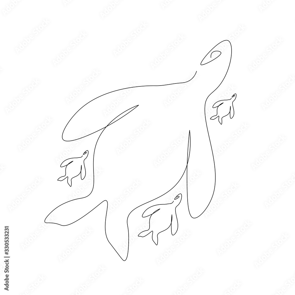 Turtles family drawing vector illustration Stock Vector | Adobe Stock