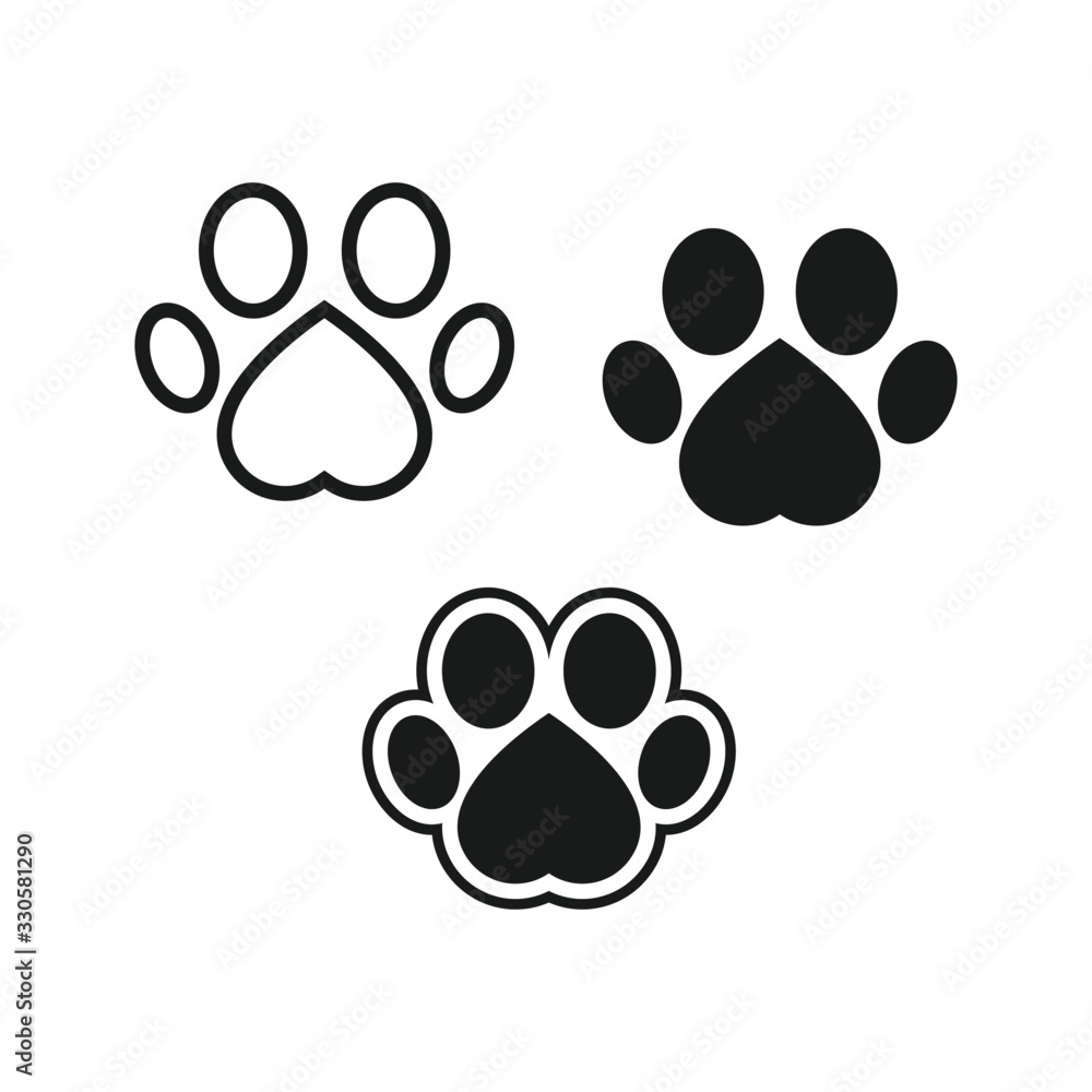 Dog and cat paw print vector illustrations, Stock Vector | Adobe Stock