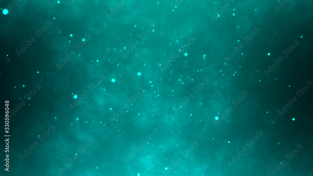 Blue neon background with shiny chaotic flying particles Stock ...