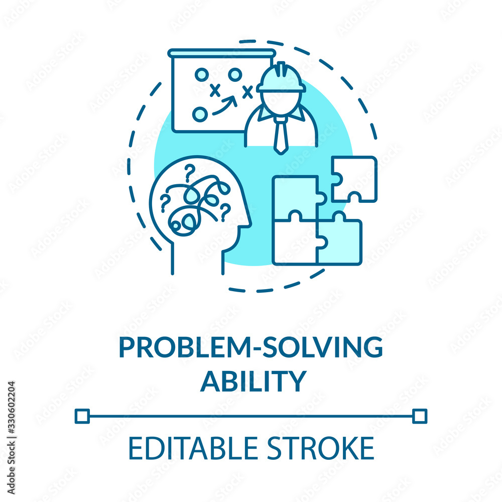 Problem solving ability turquoise concept icon. Analytical and creative ...