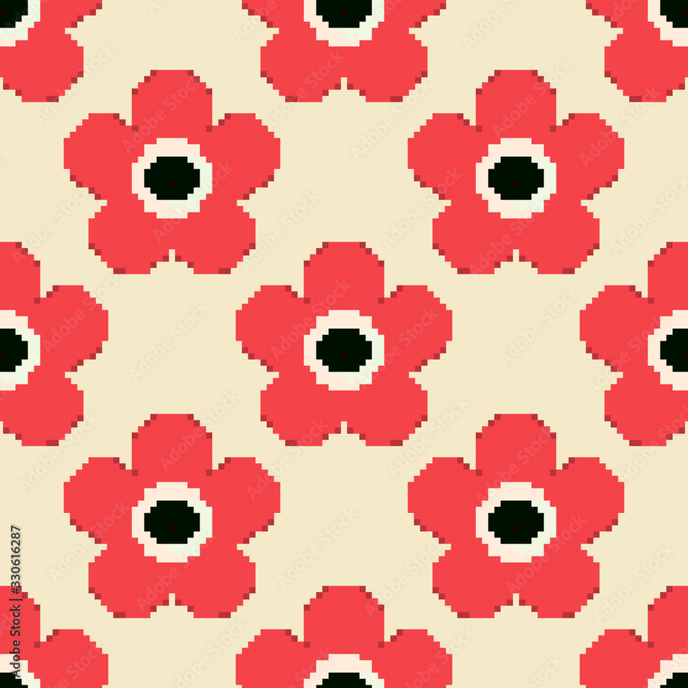 Stock-Vektorgrafik „Seamless retro pattern with flowers. Vector ...