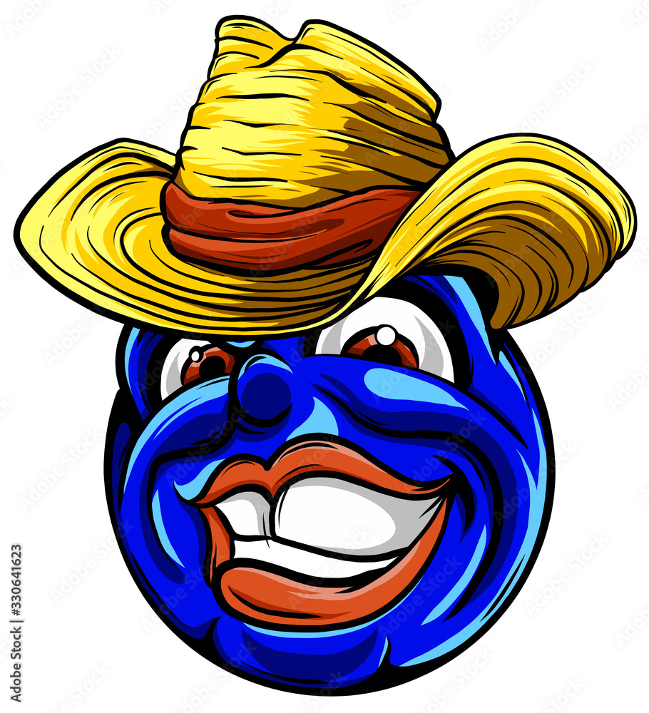 Cute smiling emoticon wearing cowboy hat, emoji, smiley 素材庫向量圖 | Adobe ...
