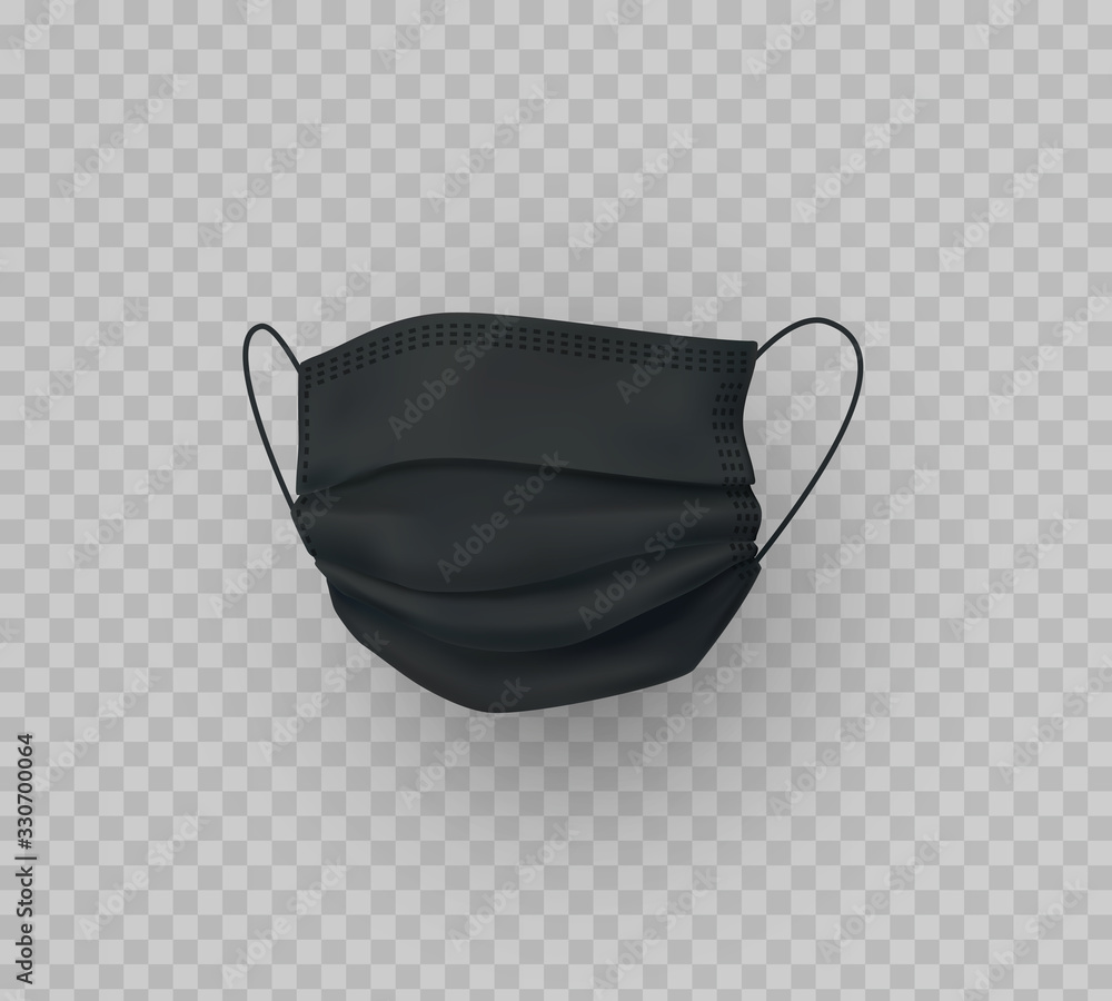Mask isolated on transparent background. Vector black medical, safety ...