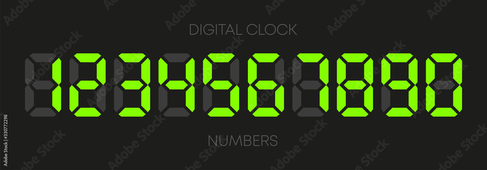 Digital clock numbers on white background. Set numbers. Vector Stock ...