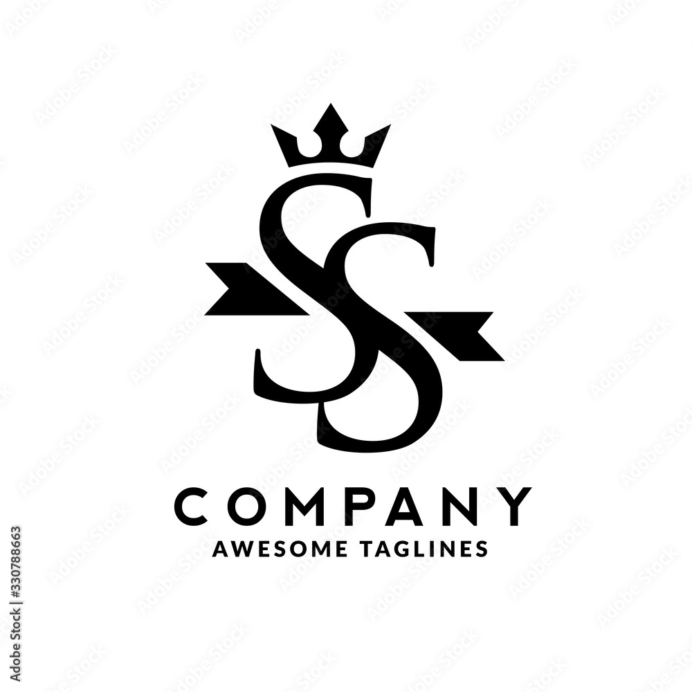 elegant initial letter ss with crown logo vector, Creative Lettering ...