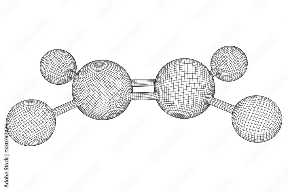 Ethylene ethene molecule. Used in production of polyethylene. Plant ...