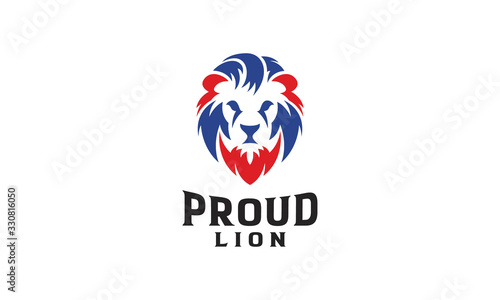 Lion logo design in colors of the USA flag. Stock Vector | Adobe Stock