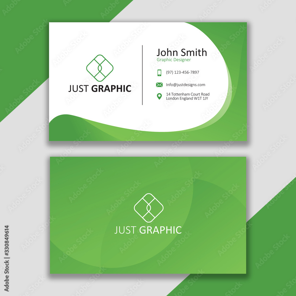 Green business card design template Stock Vector | Adobe Stock