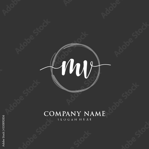 Handwritten initial letter M V MV for identity and logo. Vector logo ...